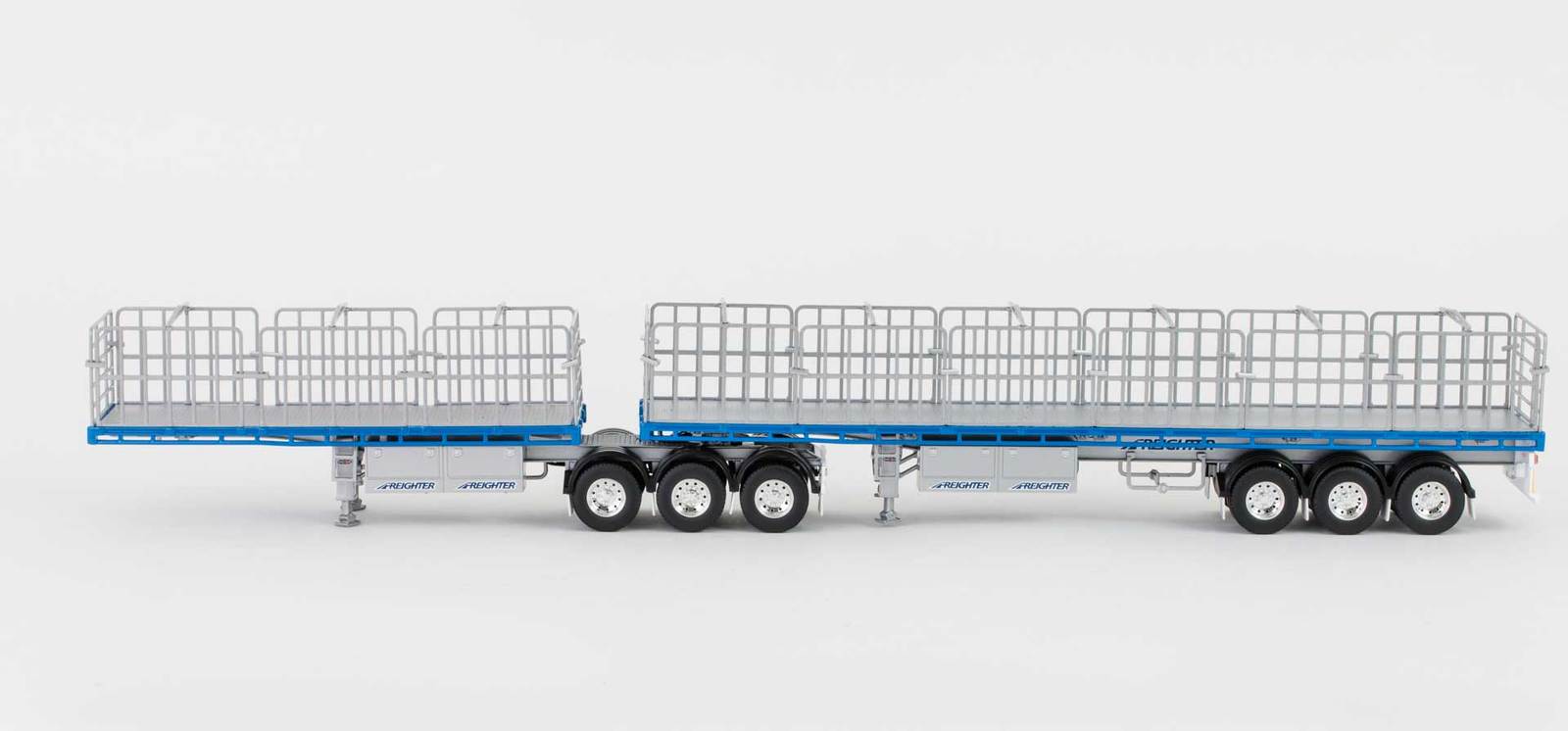 Freighter B Double Flat Top Trailers - Blue / Silver