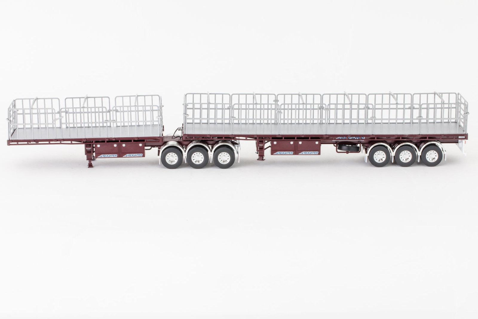 Freighter B Double Flat Top Trailers - Burgundy