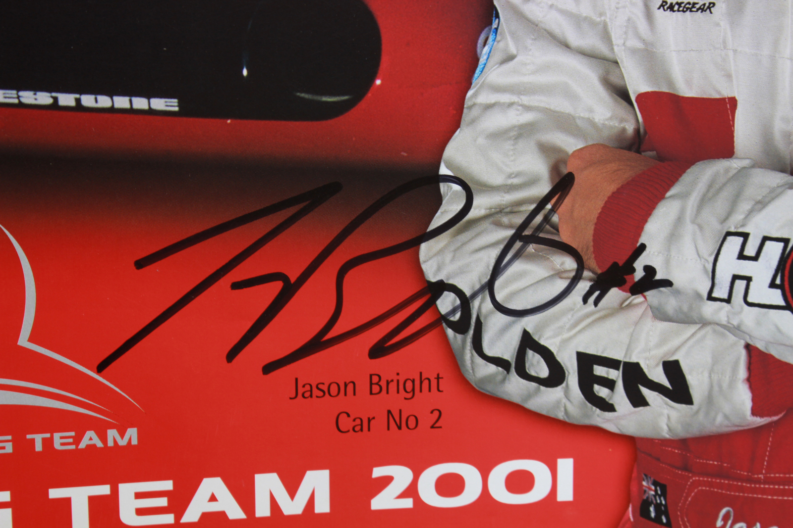 Signed HRT Mark Skaife & Jason Bright Poster Holden VX Commodore Red Storm