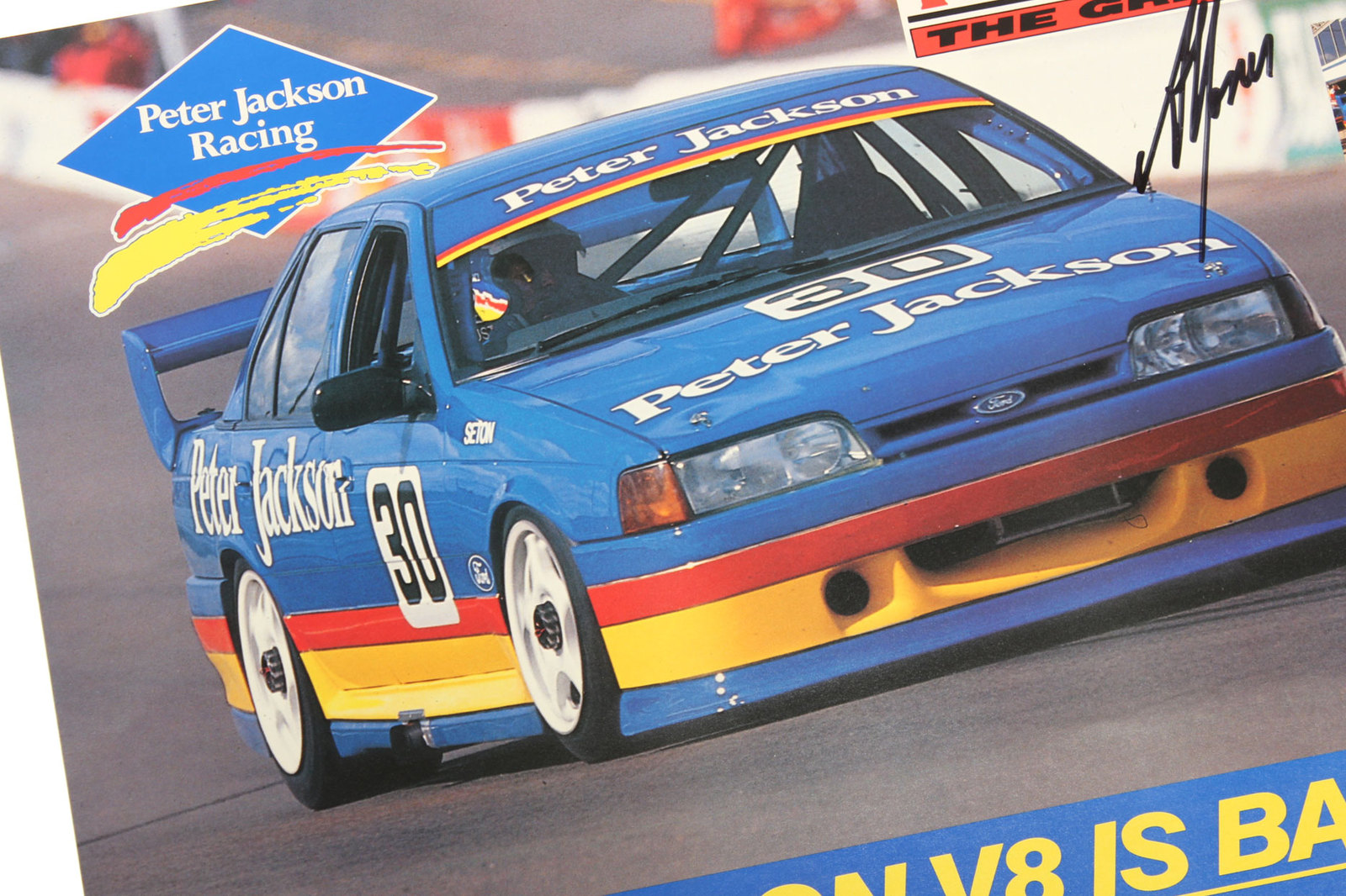 Signed Allan Jones Ford EB Falcon Poster - Peter Jackson Racing