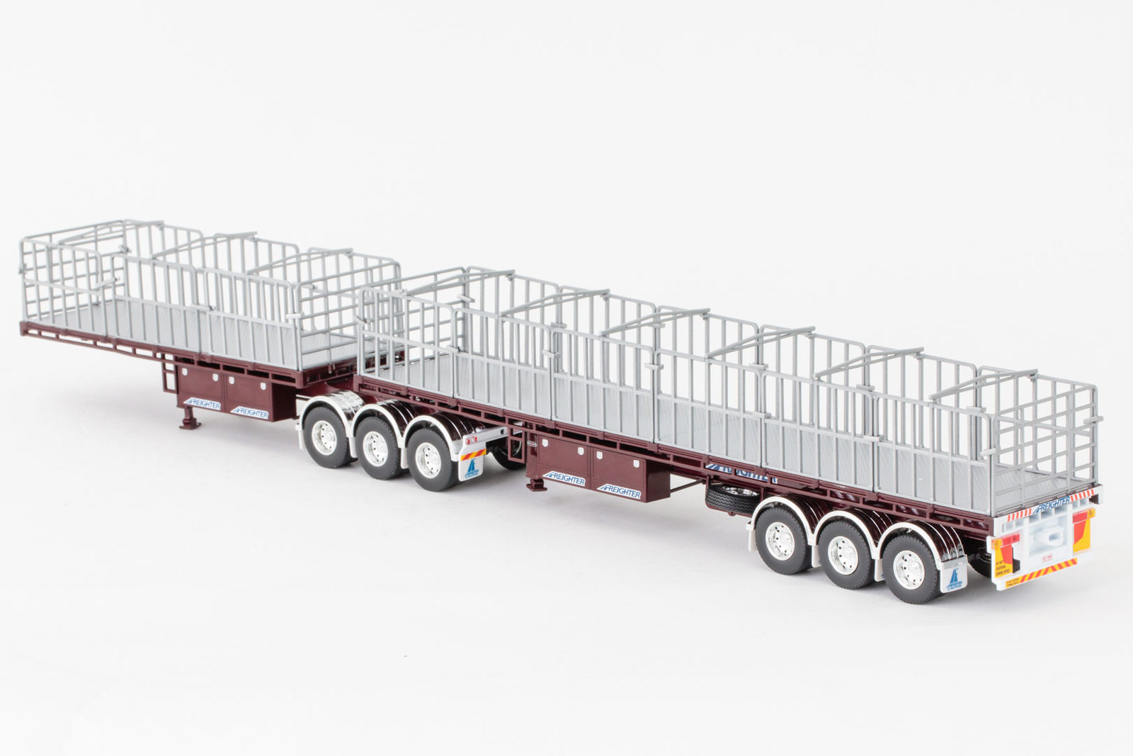 Freighter B Double Flat Top Trailers - Burgundy