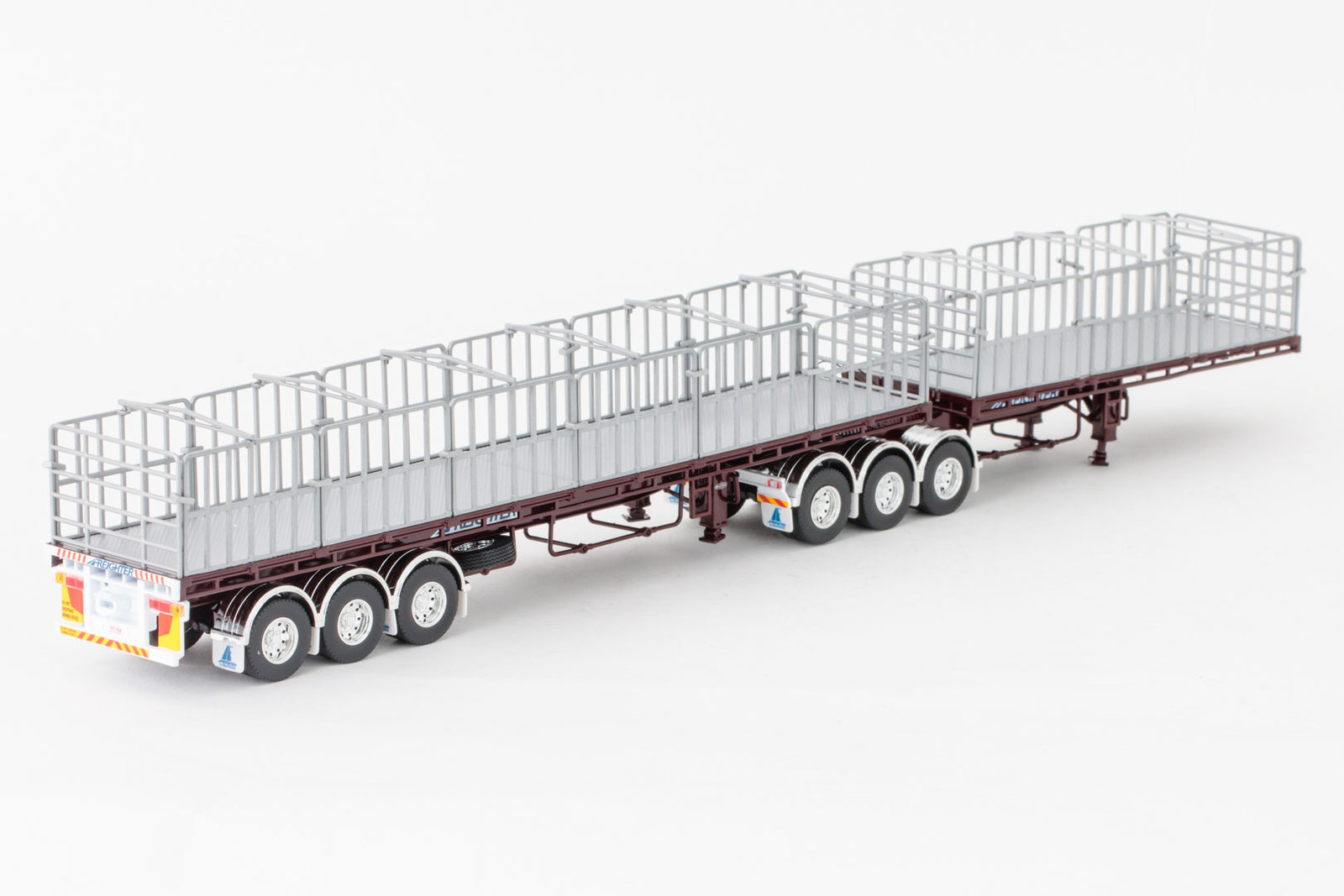 Freighter B Double Flat Top Trailers - Burgundy