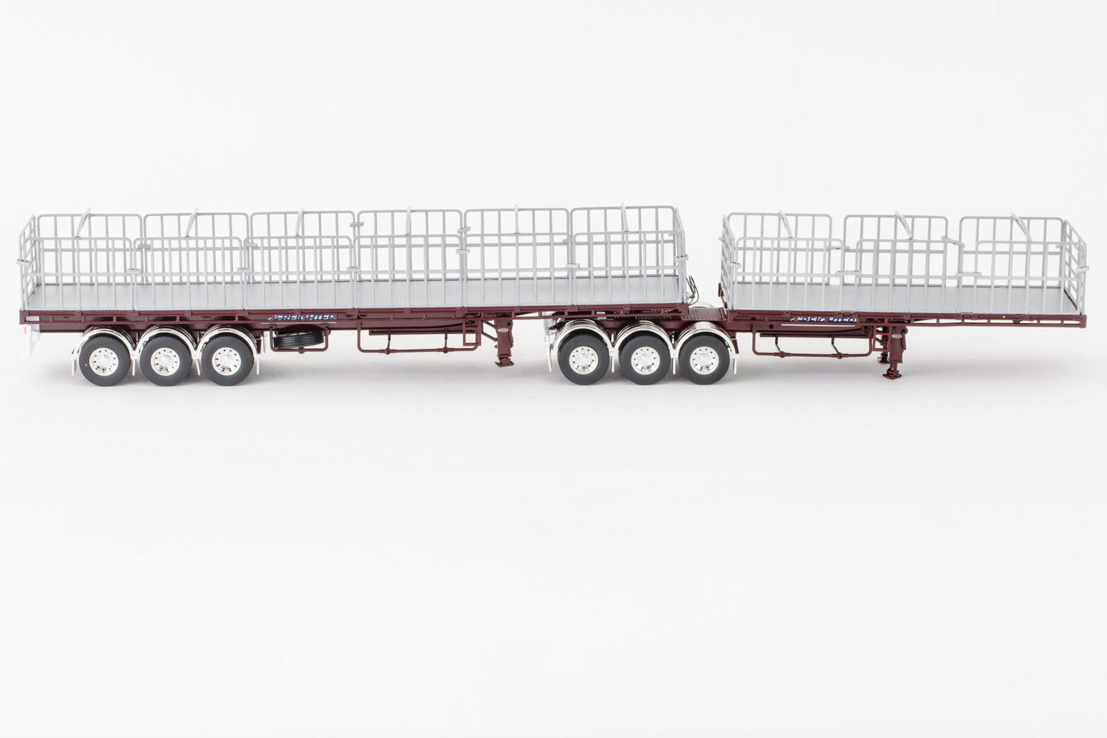 Freighter B Double Flat Top Trailers - Burgundy