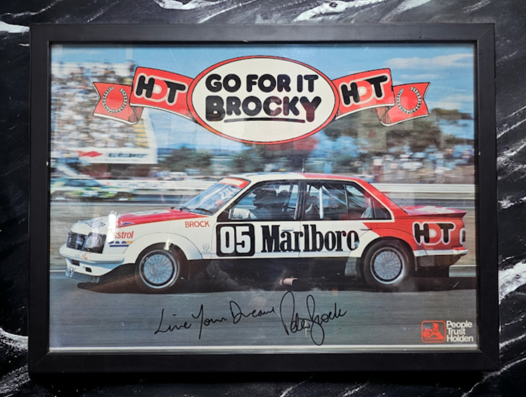 Original VC HDT Peter Brock Signed Framed Poster GO FOR IT BROCKY
