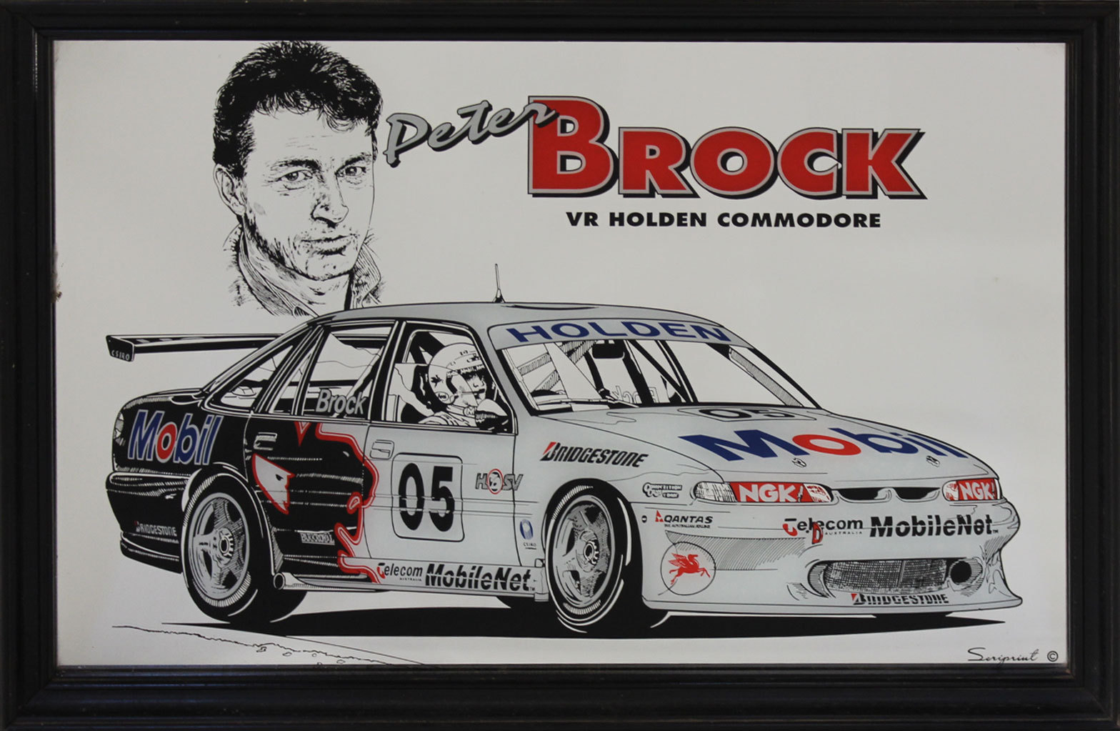 Peter Brock Bar Mirror Holden VR Commodore HRT Memorabilia Mobil Man Cave