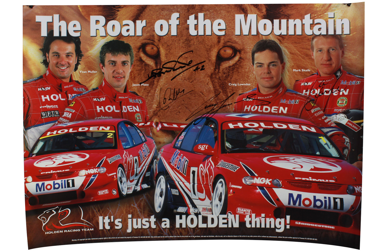 Signed HRT Craig Lowndes Mark Skaife Poster Holden VT Commodore Muller ...