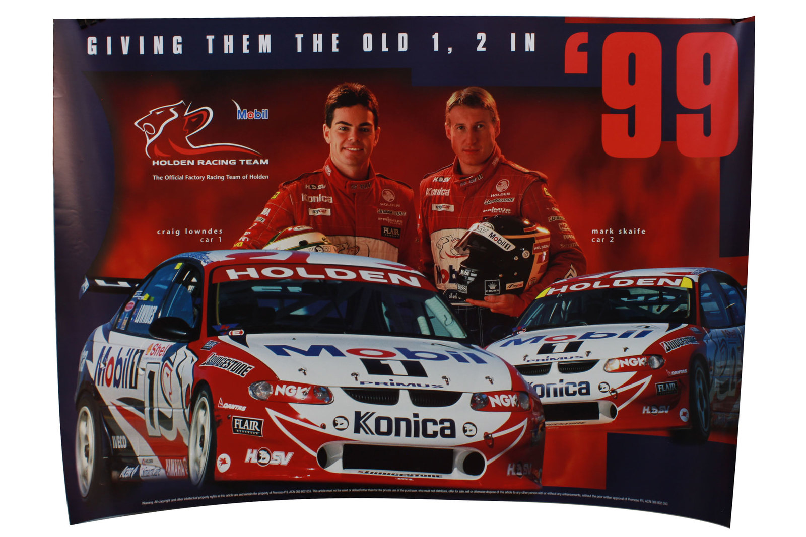 HRT Craig Lowndes & Mark Skaife Poster 1999 Holden VT Commodore