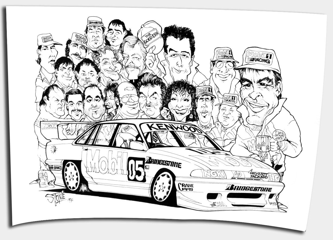 1992 Mobil 1 Racing Caricature Poster