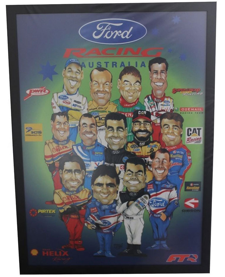 Ford Racing Australia Charactures Framed Poster