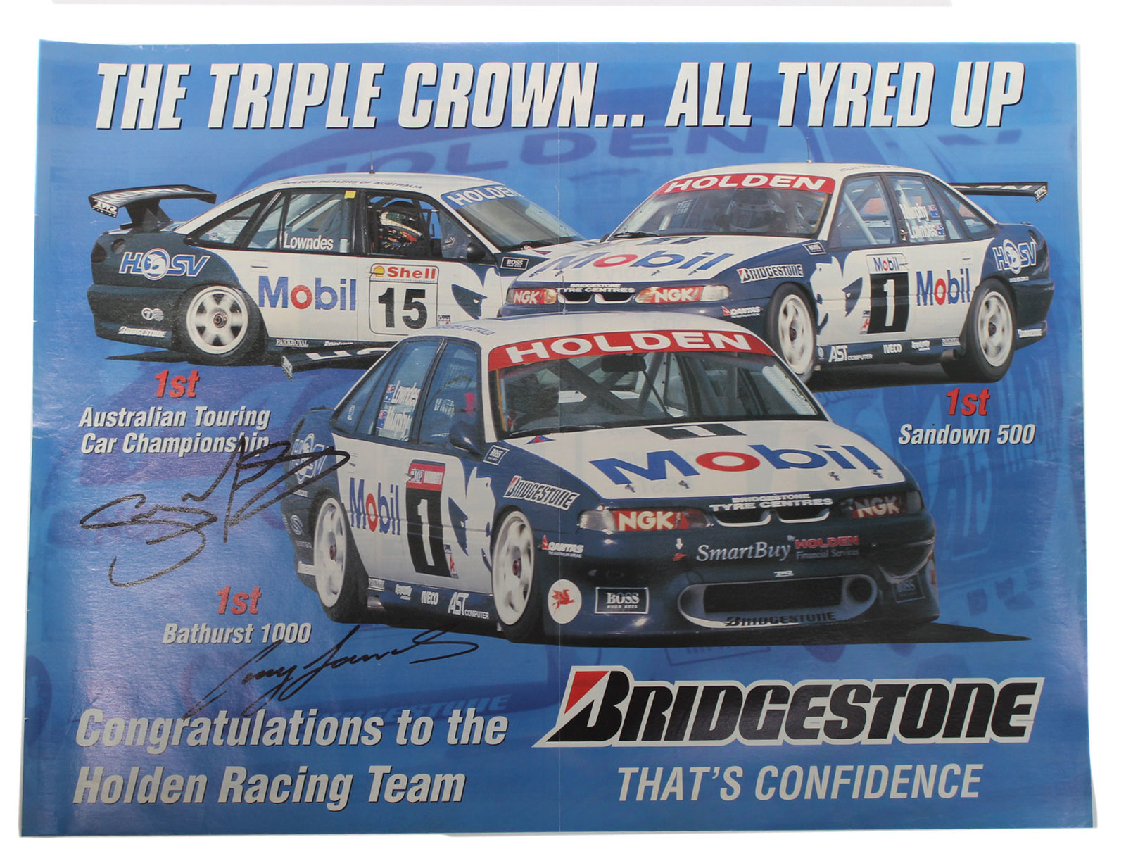 Craig Lowndes / Greg Murphy Signed 1996 Poster - Australian Auto Action
