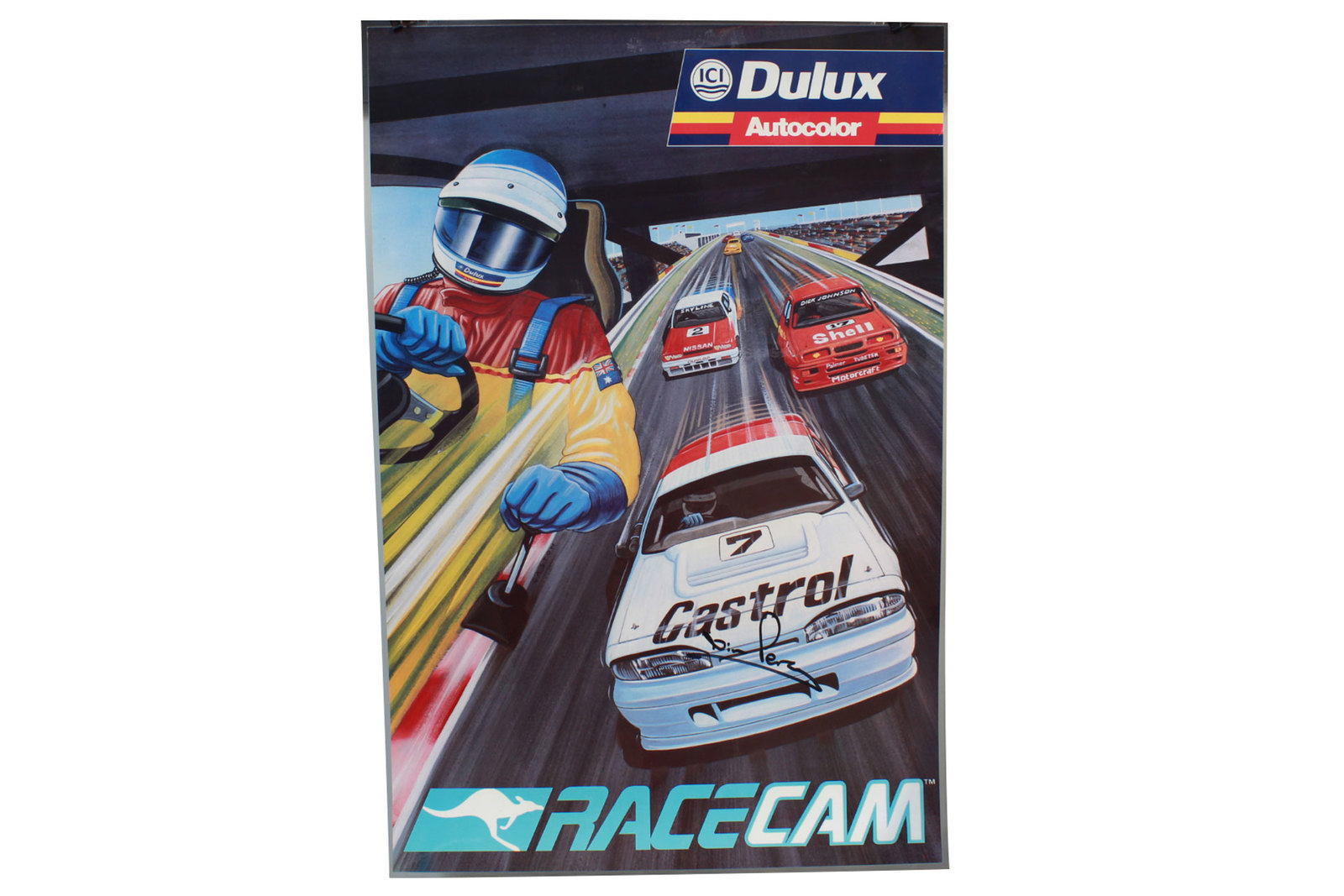 Signed Win Percy Laminated Poster Castrol Holden VL Commodore ATCC Race Cam