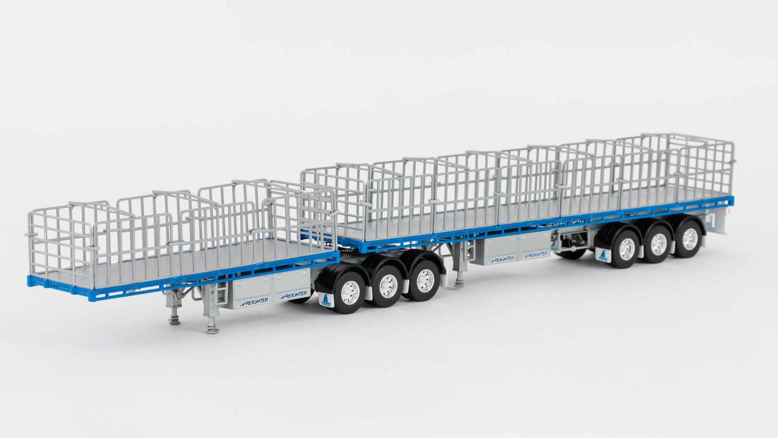 Freighter B Double Flat Top Trailers - Blue / Silver